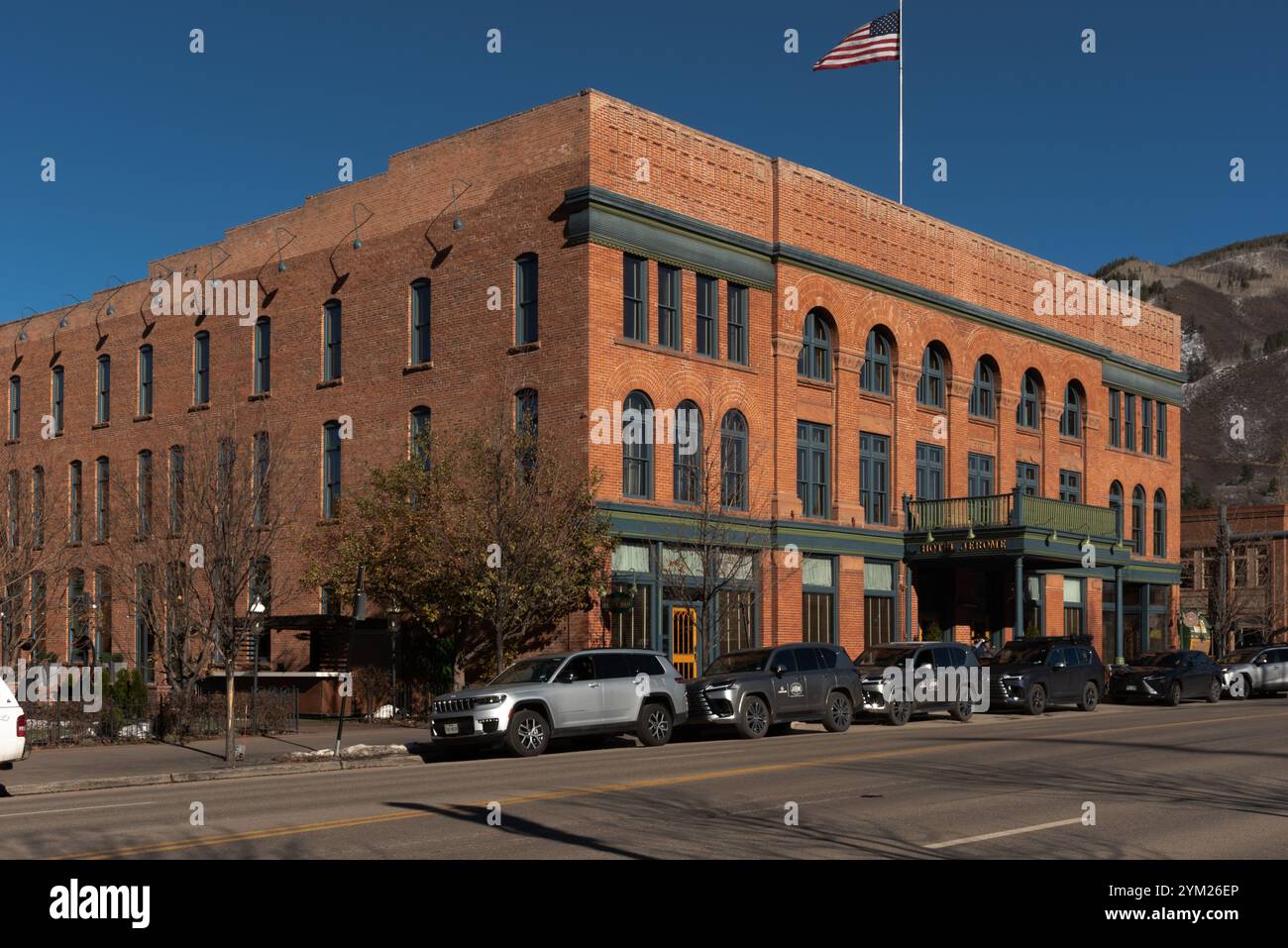 Hotel Jerome, a three-story brick historic luxury hotel operated by ...