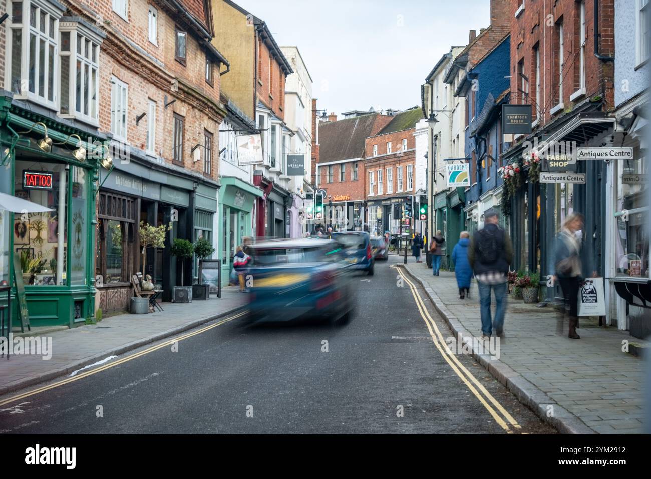 DORKING, SURREY- FEBRUARY, 2024: West Street in Dorking, a market town ...
