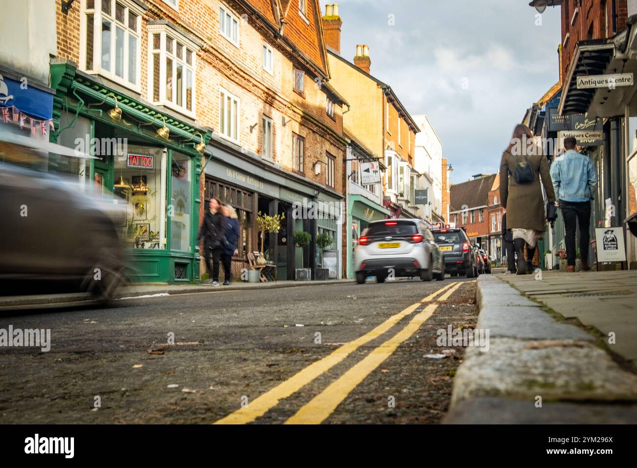 DORKING, SURREY- FEBRUARY, 2024: West Street in Dorking, a market town ...
