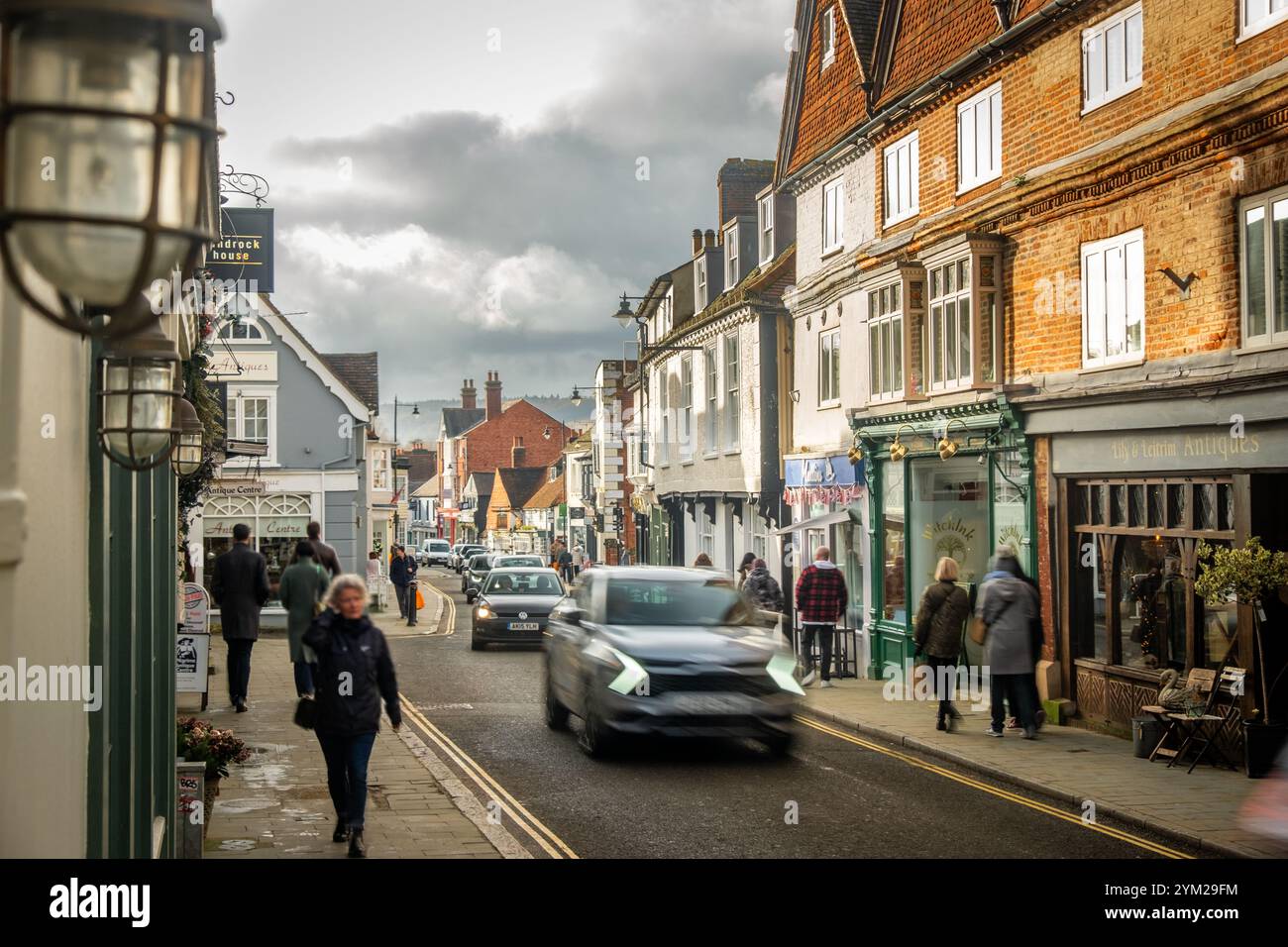 DORKING, SURREY- FEBRUARY, 2024: West Street in Dorking, a market town ...