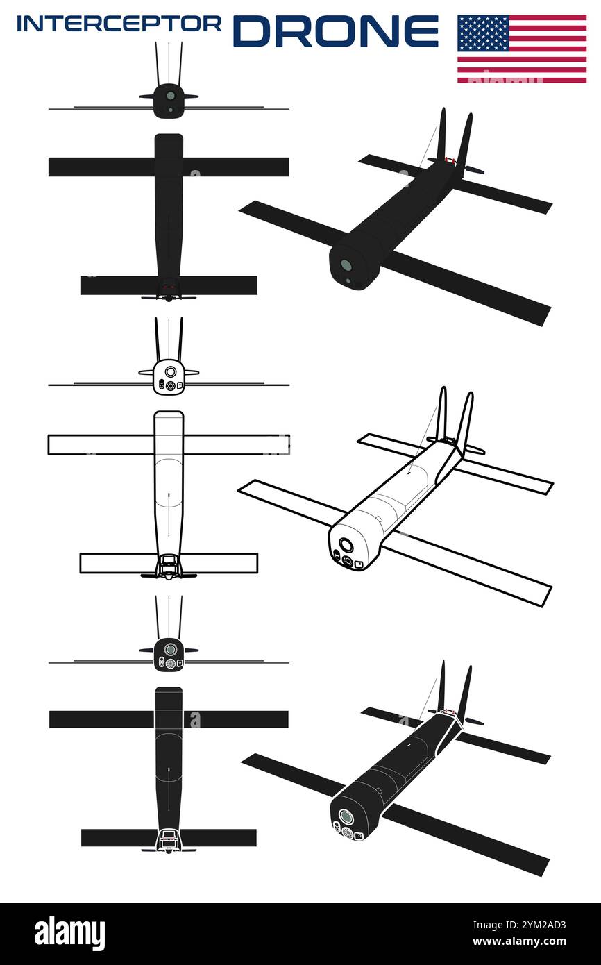 Military kamikaze anti-drone UAV vector illustration USA Stock Vector ...