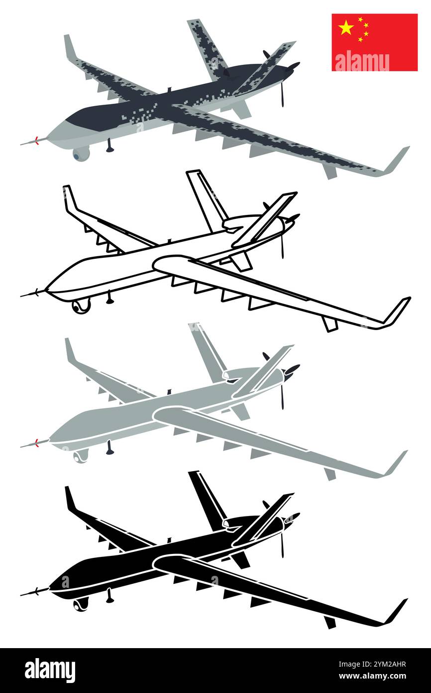 Military attack and reconnaissance drone UAV 3D vector illustration ...