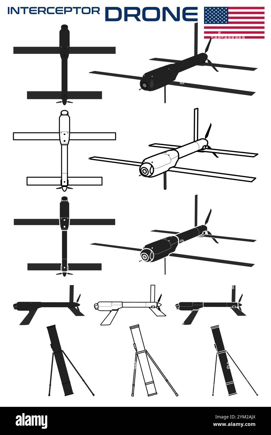 Military interceptor drone UAV vector illustration USA Stock Vector ...
