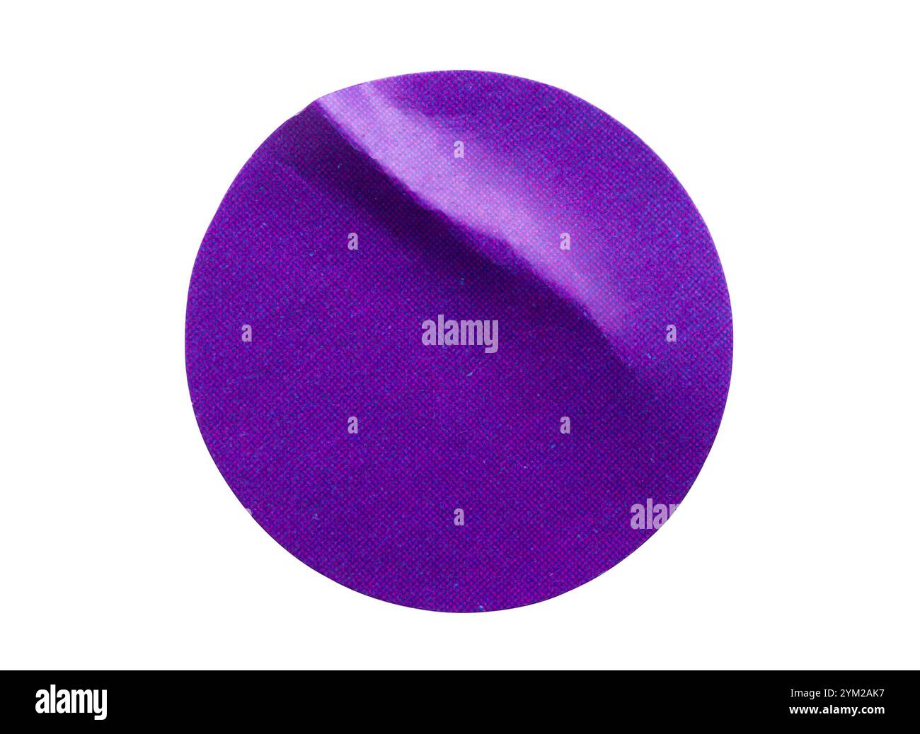 Blank purple round adhesive paper sticker label isolated on white ...