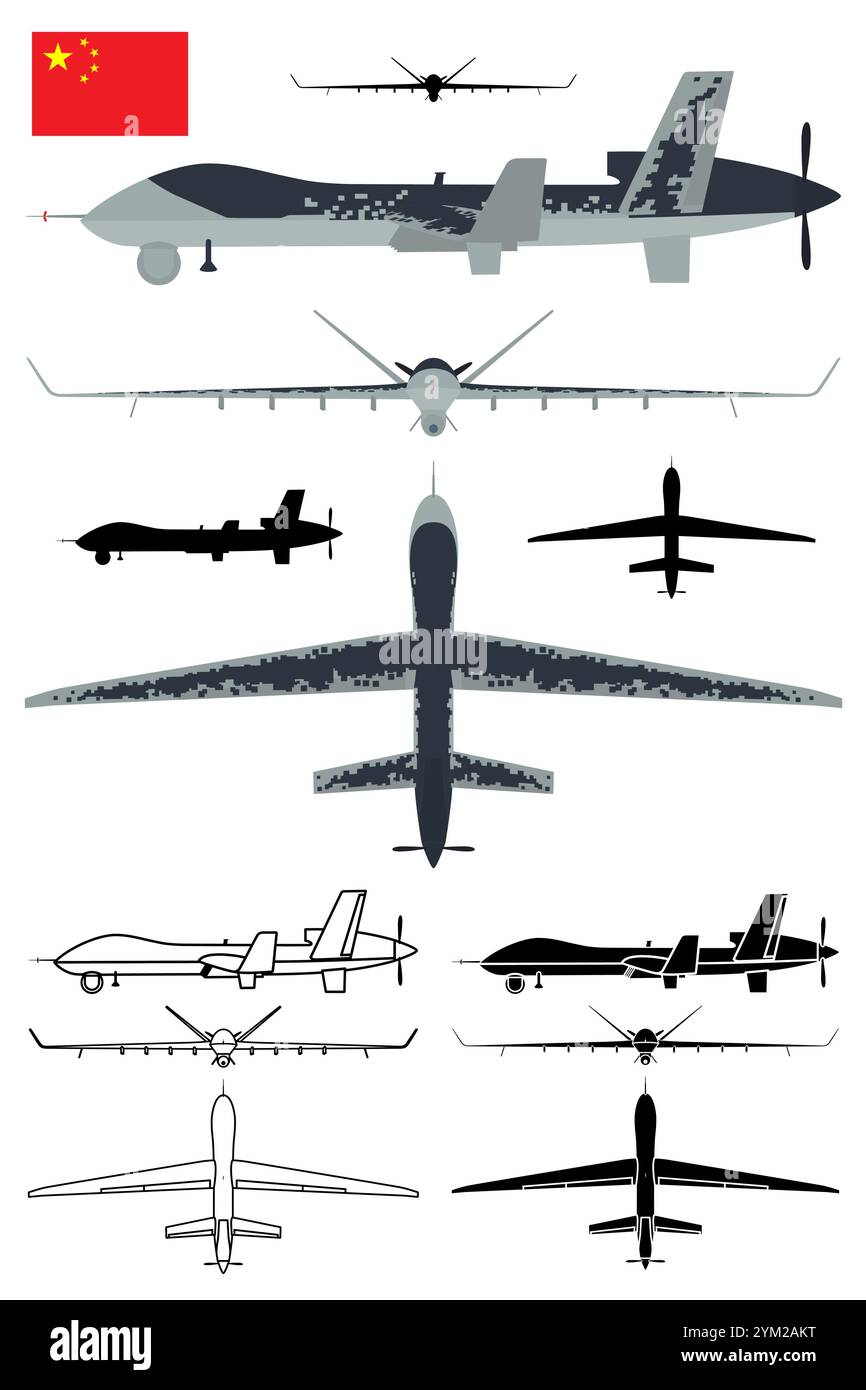 Military attack and reconnaissance drone UAV vector illustration China ...