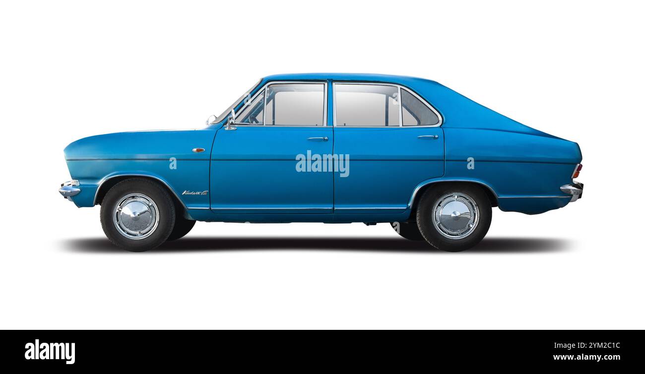Opel Kadett family fastback car side view isolated on white background ...