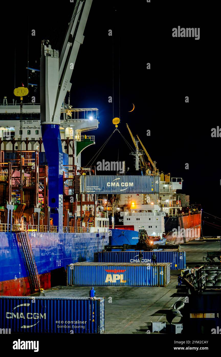 Bizerte, Tunisia - November 4, 2024: Loading containers onto a ship at ...