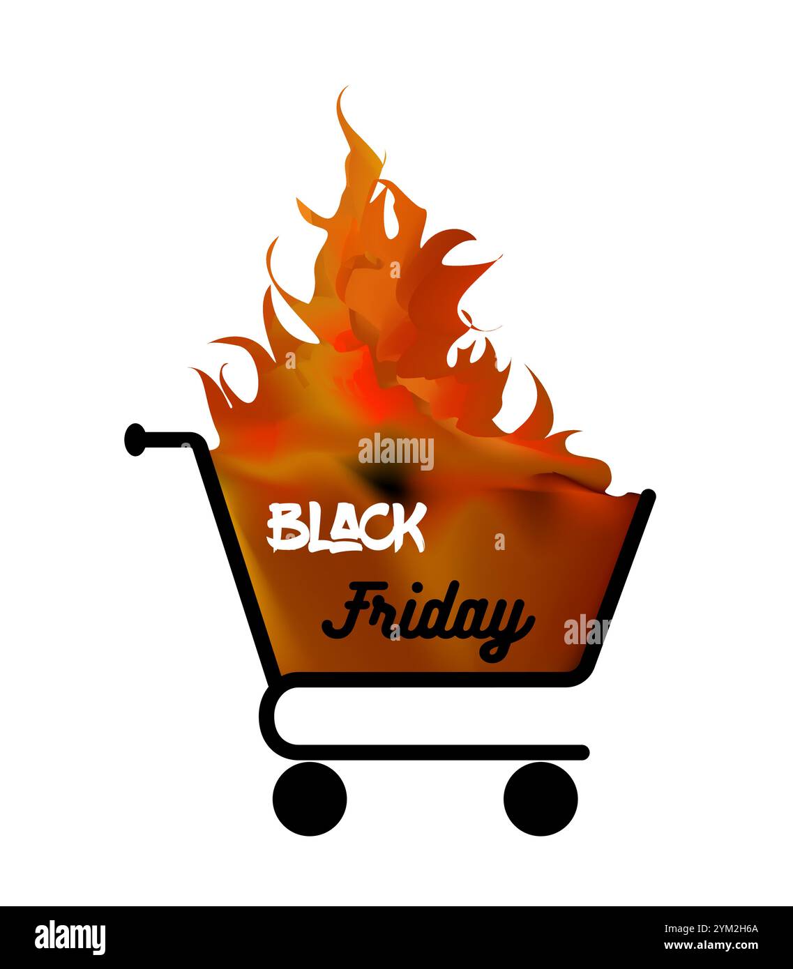Black Friday shopping cart with fire. Vector illustration. Designs for ...