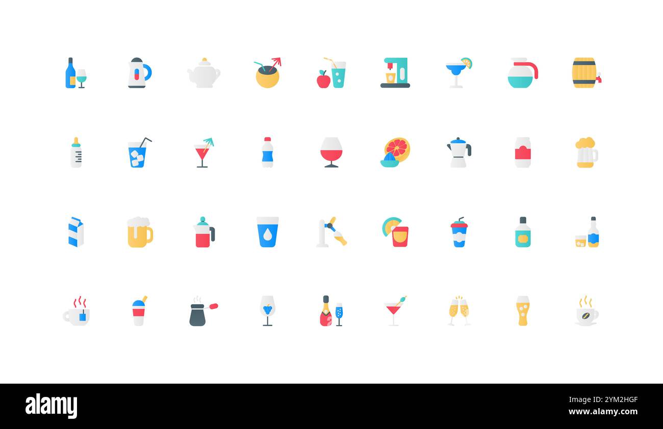 Hot and cold drinks of bar and cafe menu, tea with steam and coffee ...