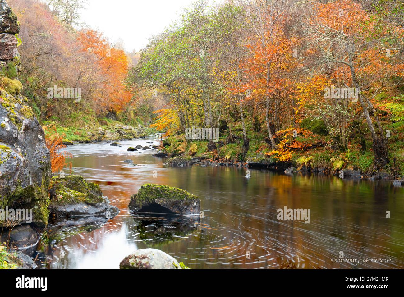 The river Shin in the Scottish highlands in the Autumnal colours Stock ...