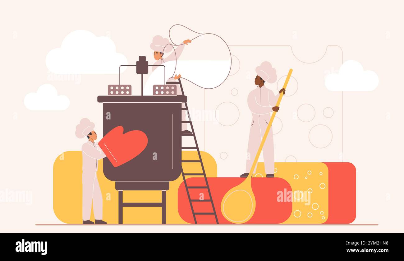 Cheese production on factory, food manufacture, cheesemaking process ...