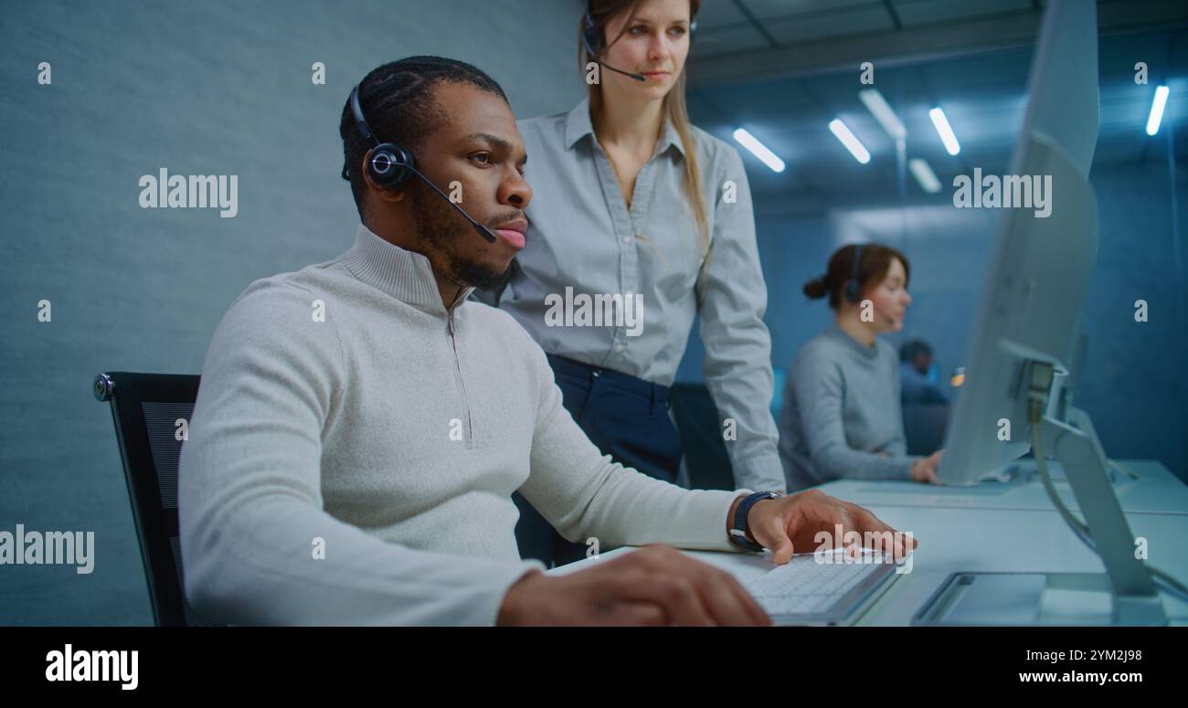Data center two specialists talk hi-res stock photography and images ...