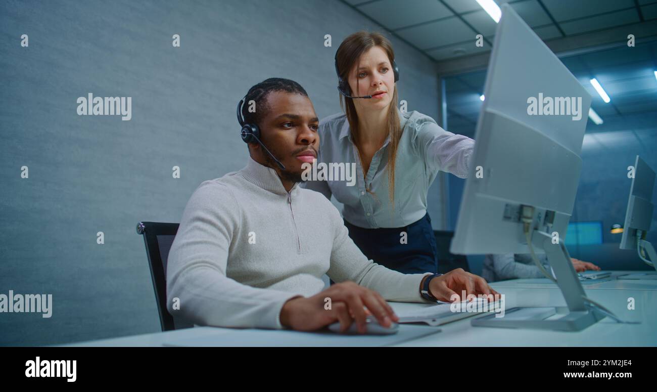 Data center two specialists talk hi-res stock photography and images ...