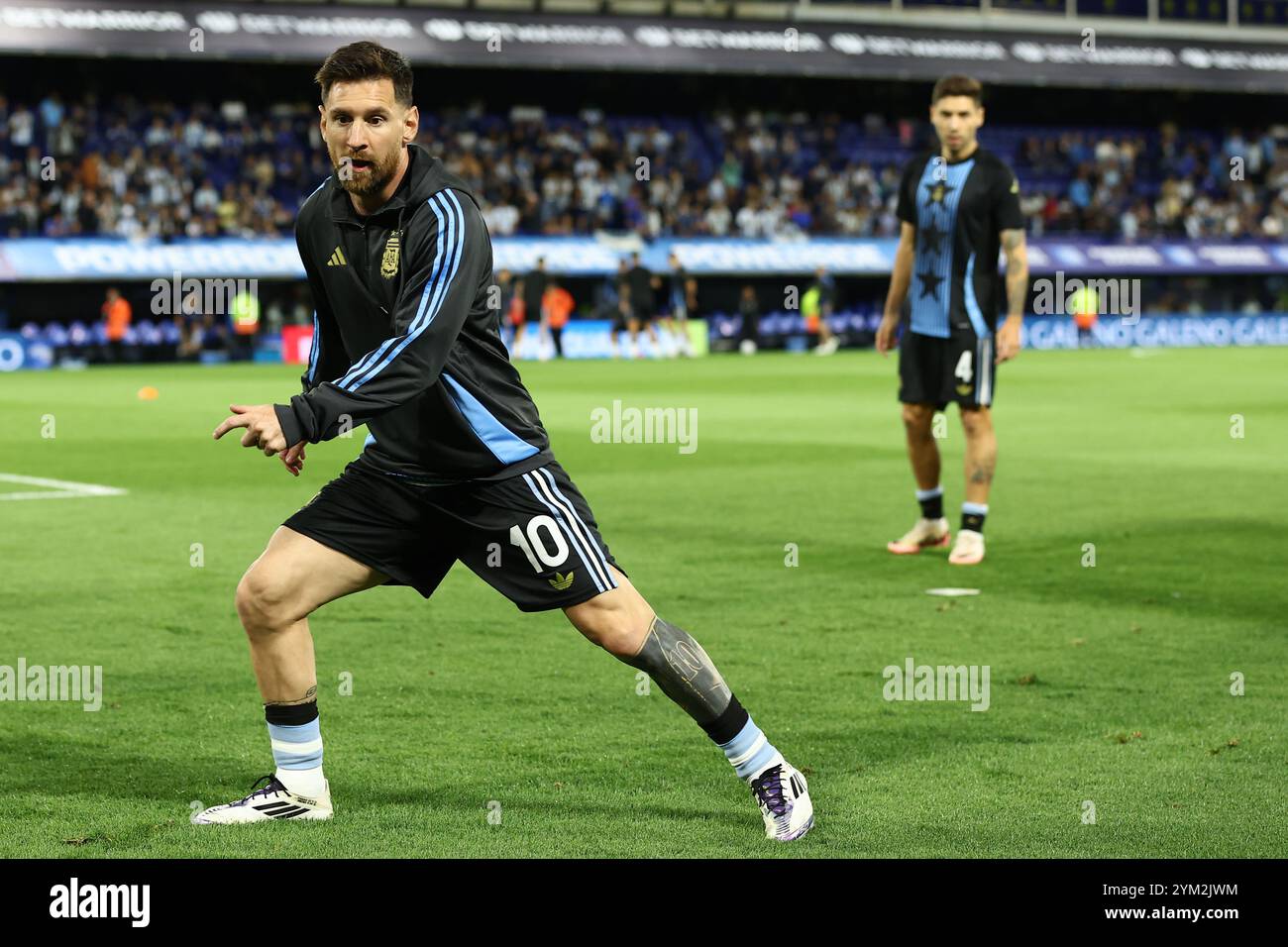 Argentina's forward Lionel Messi looks on during the warm up before the ...