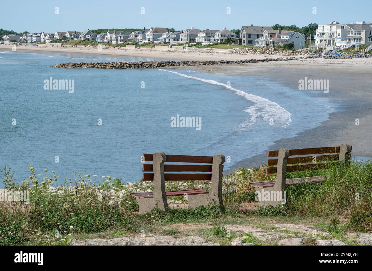 Beach View Benches: Park benches overlook a wide section of the New ...