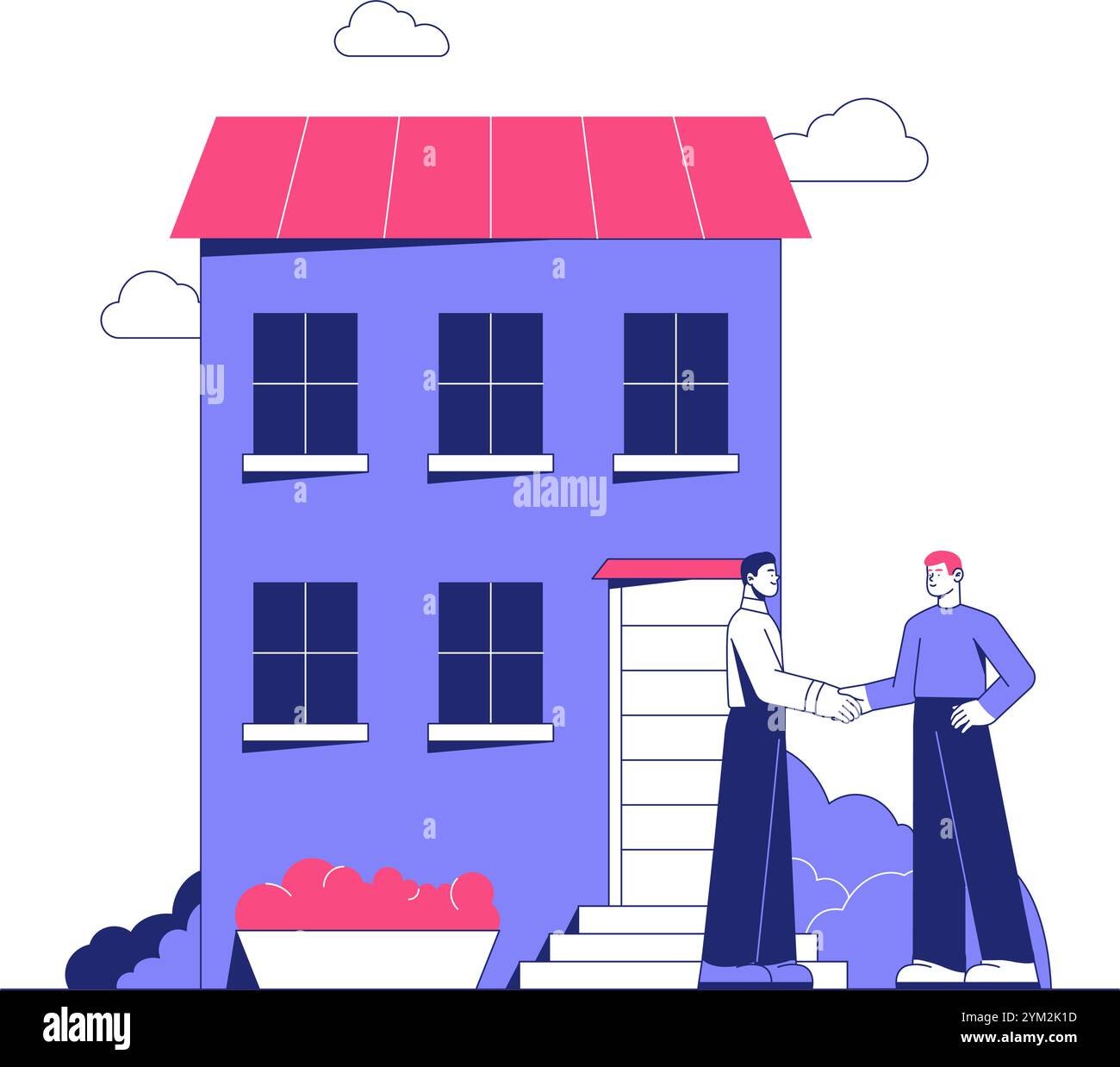 Real Estate Agreement Between Male Agent And Client In Flat Vector ...