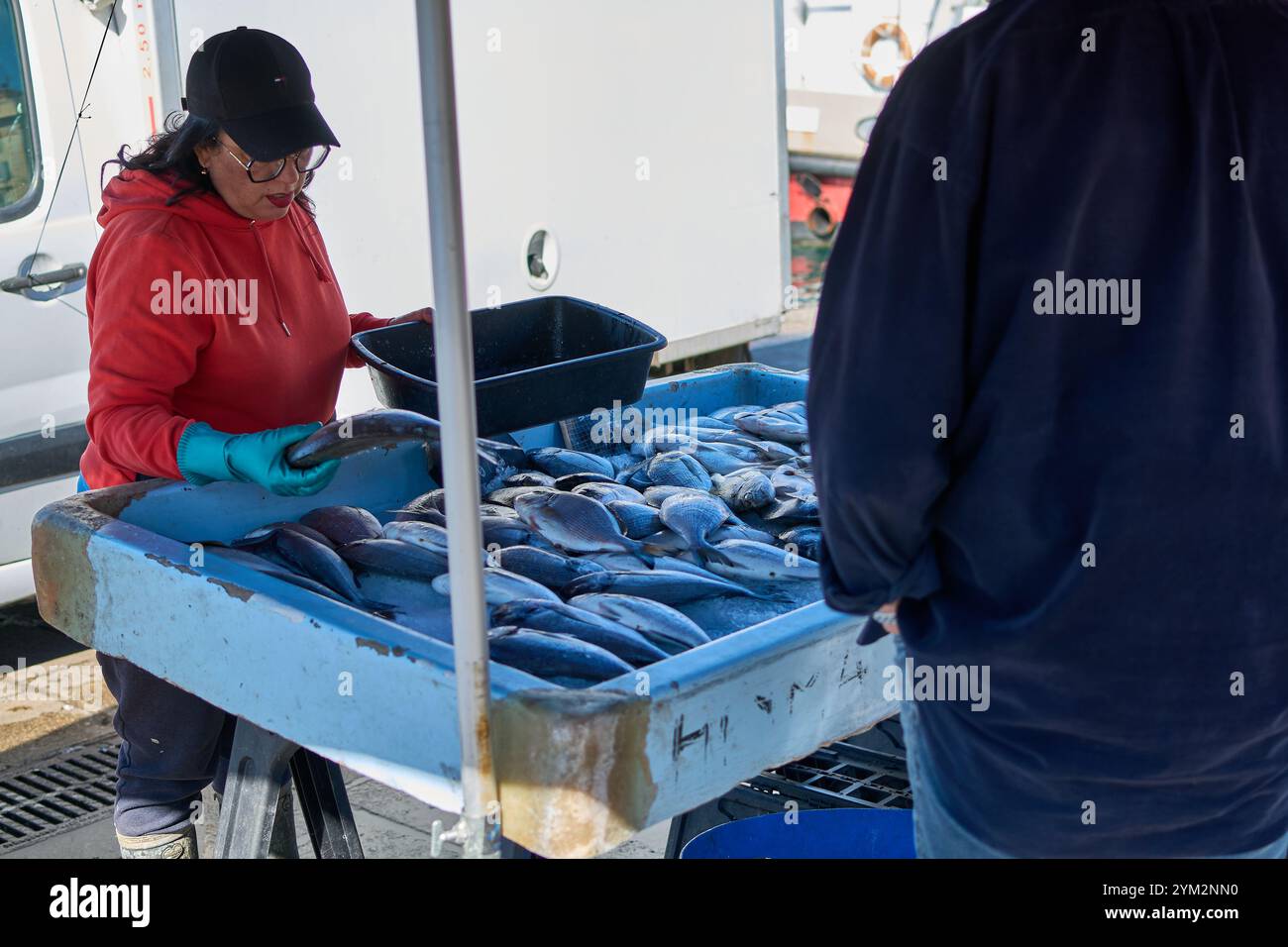 Marseille. France - November 20,2024: A busy fish vendor at the Old ...