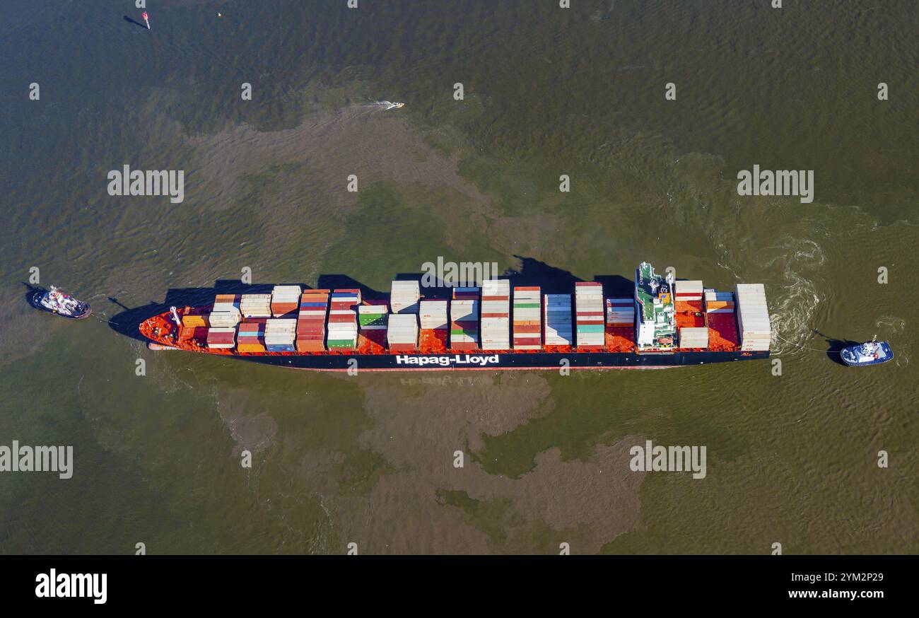 Container ship, Montreal Express, Hapag Lloyd, Suederelbe, Koehlbrand ...