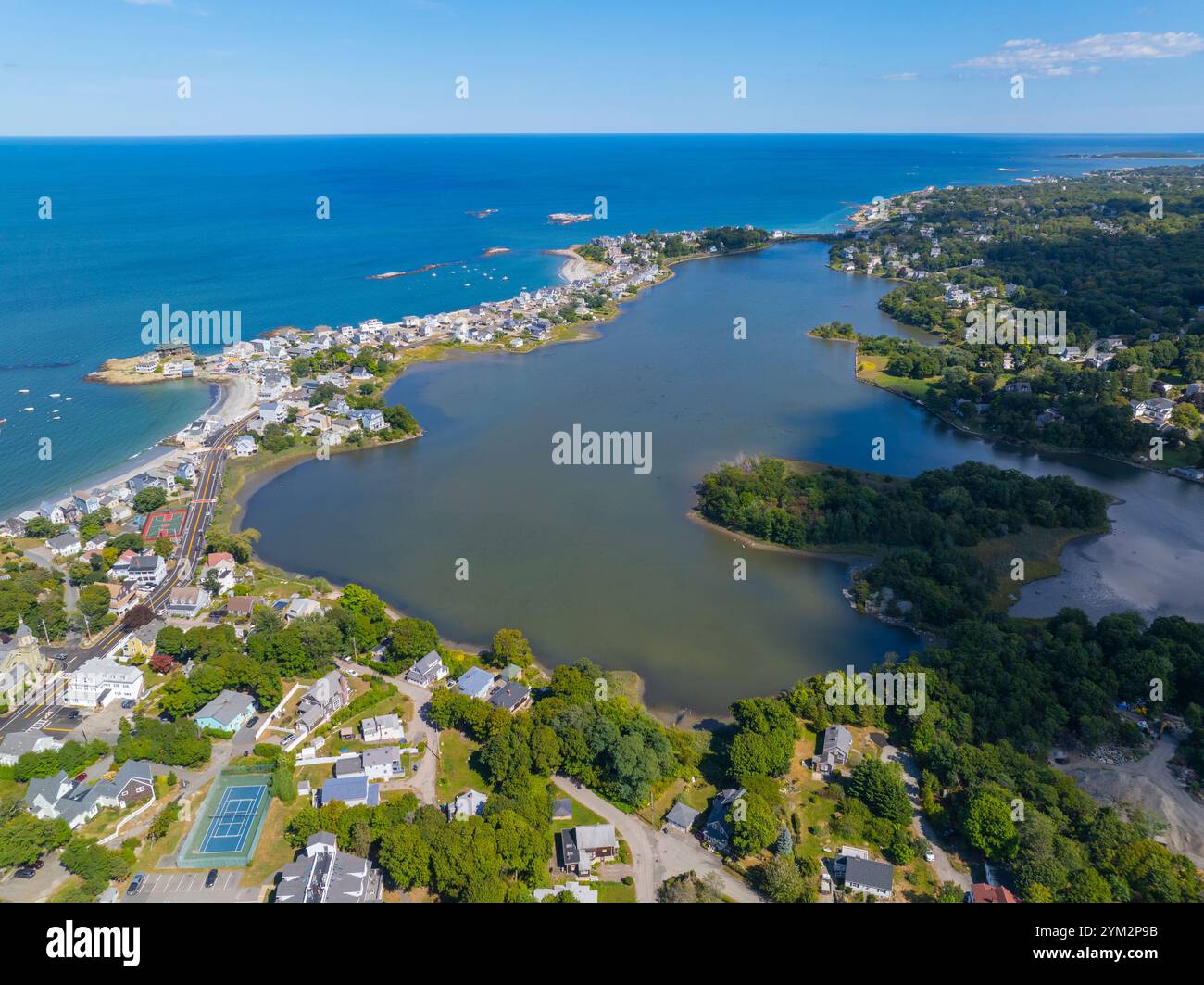 Straits Pond and Hull coast aerial view at Atlantic district in Hull ...