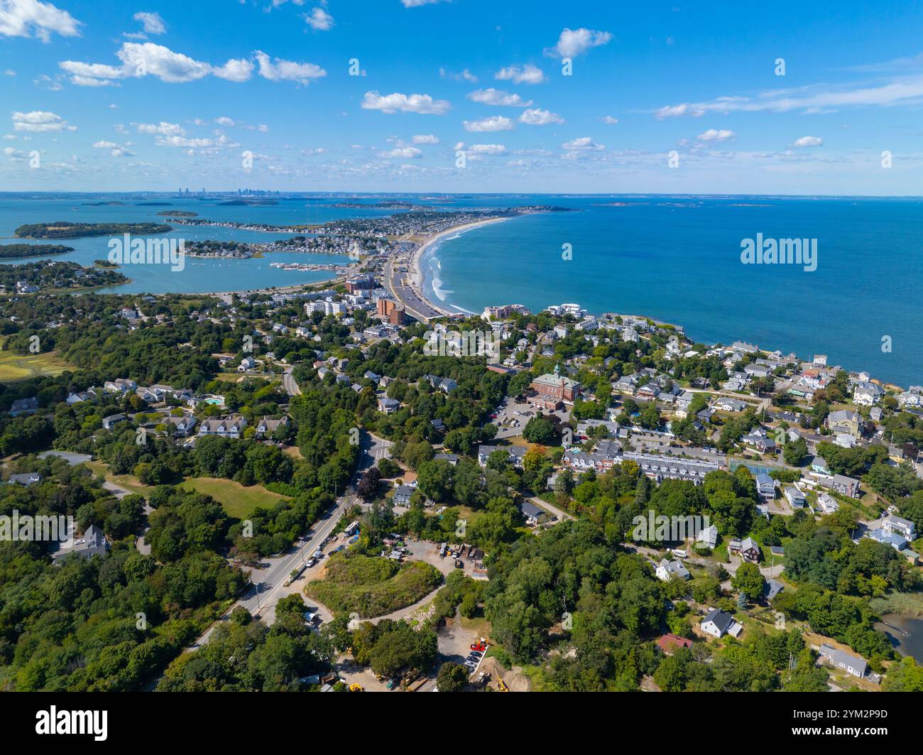 Atlantic district aerial view along the coast near Nantasket Beach in ...