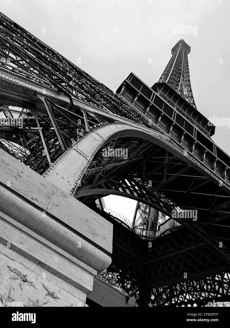 Eiffel Tower in black and white highlighting its iconic structure. Paris, France, Europe Stock ...