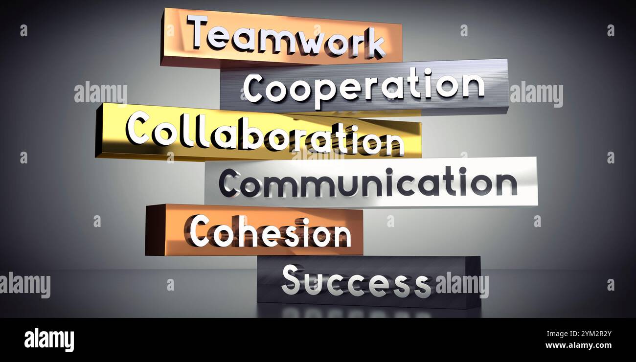 Teamwork, cooperation, collaboration, communication, cohesion, success ...