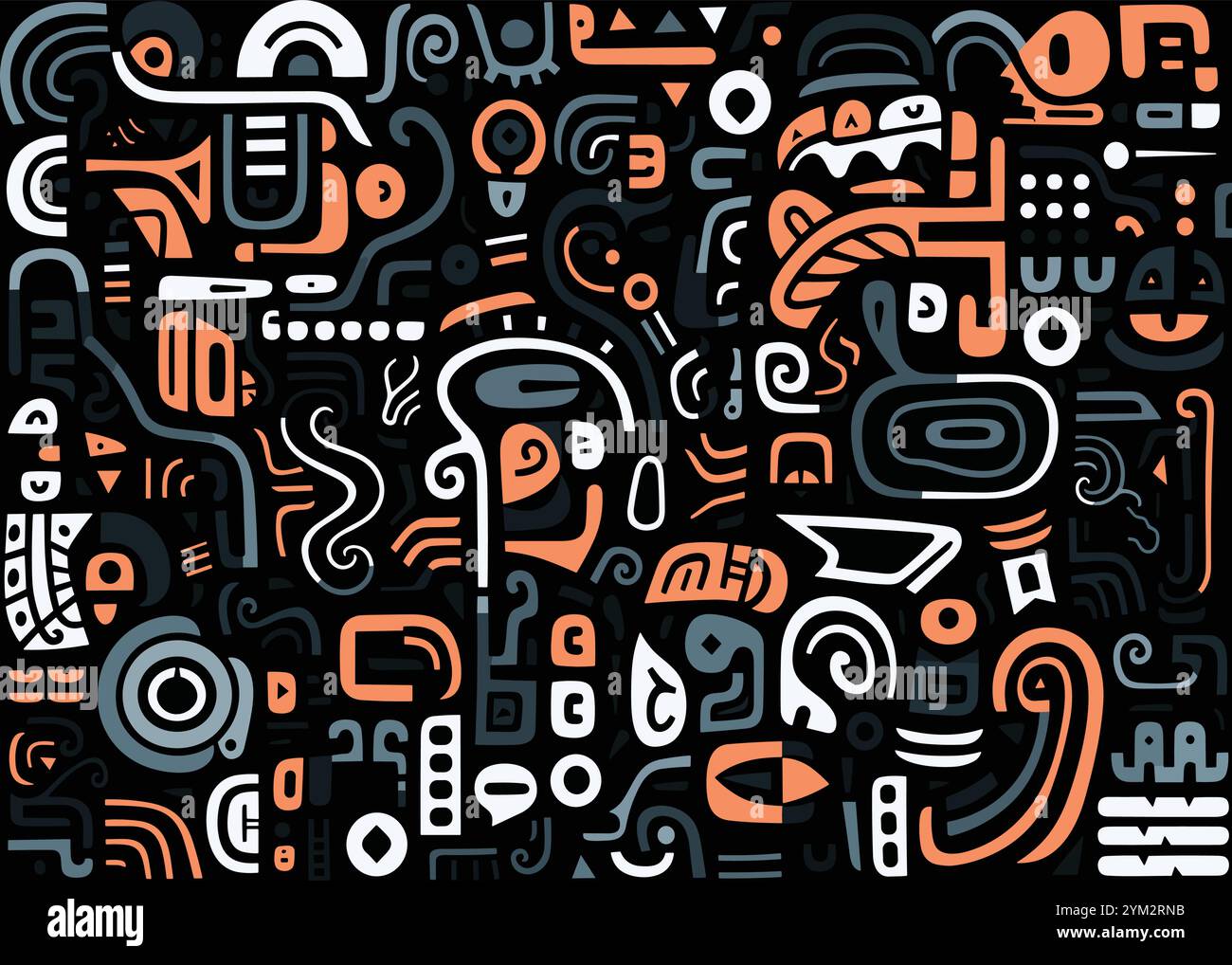 Abstract Pattern in Black and White. Afro-Colombian Inspired Design ...