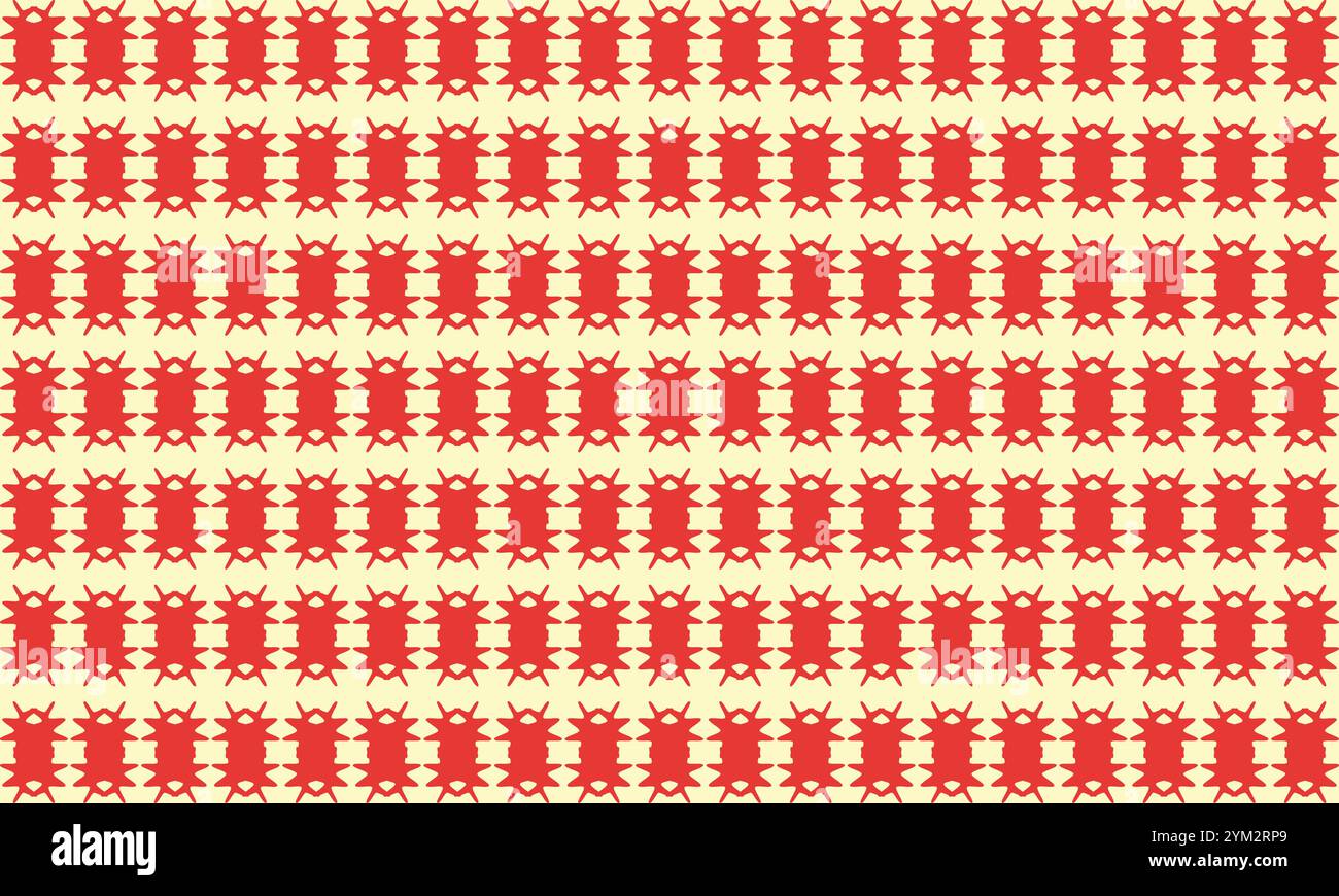 Abstract Red Symbols on Pale Yellow Background. Repetitive Pattern ...