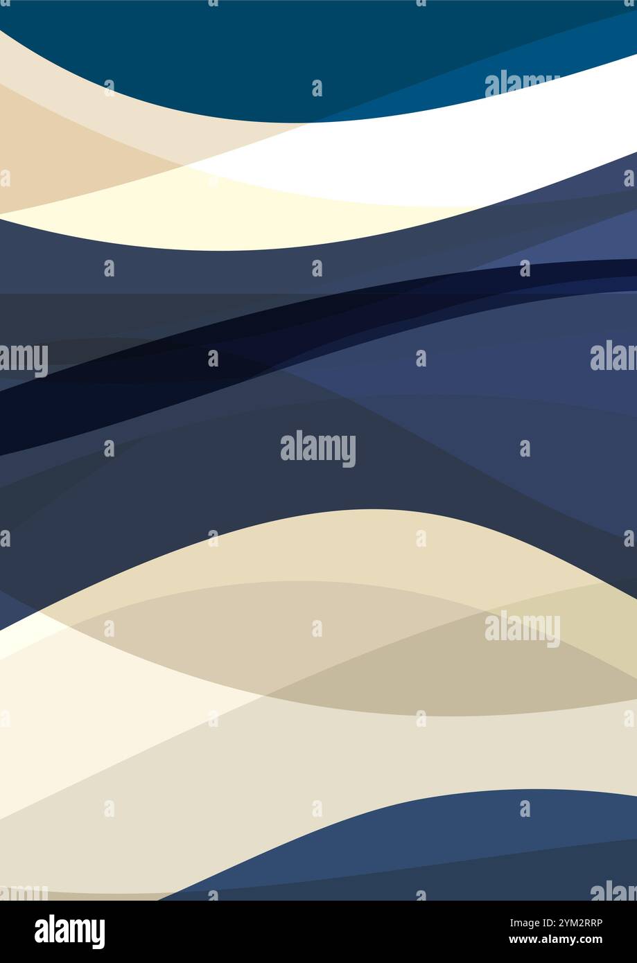 Abstract aesthetic blue collage design illustration. Flow shapes, waves ...