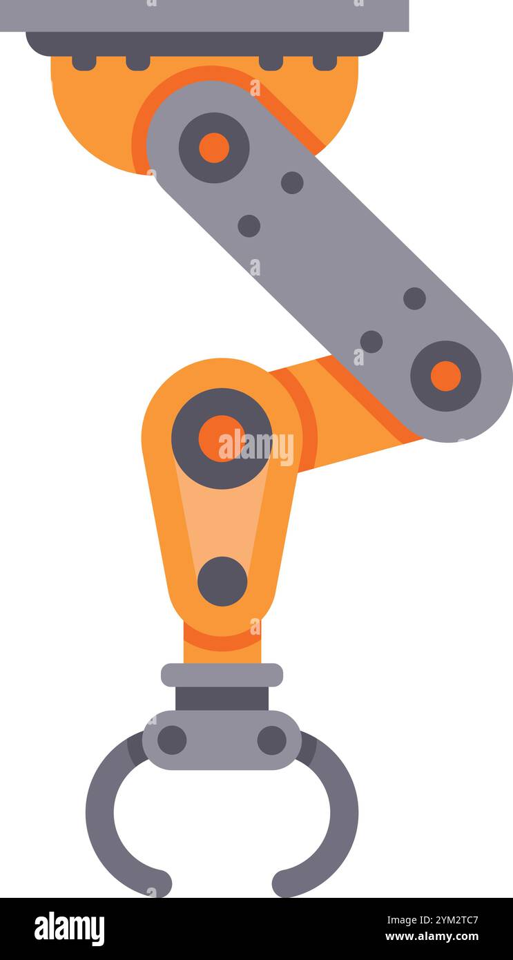 Modern robotic arm is picking up an object in a factory setting, showcasing automation and ...