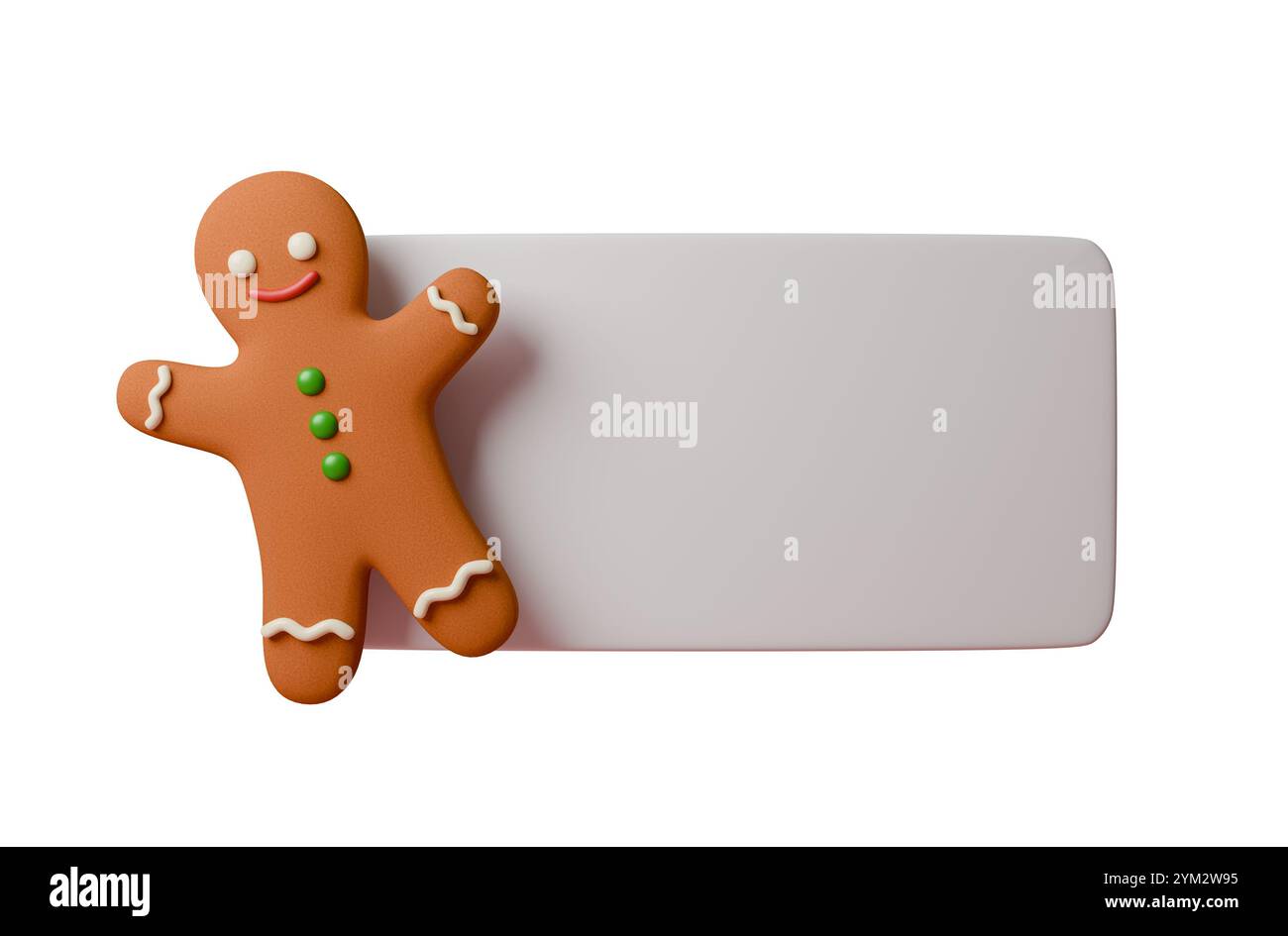 Christmas label, background with ginger cookie man. 3d render, Blank ...