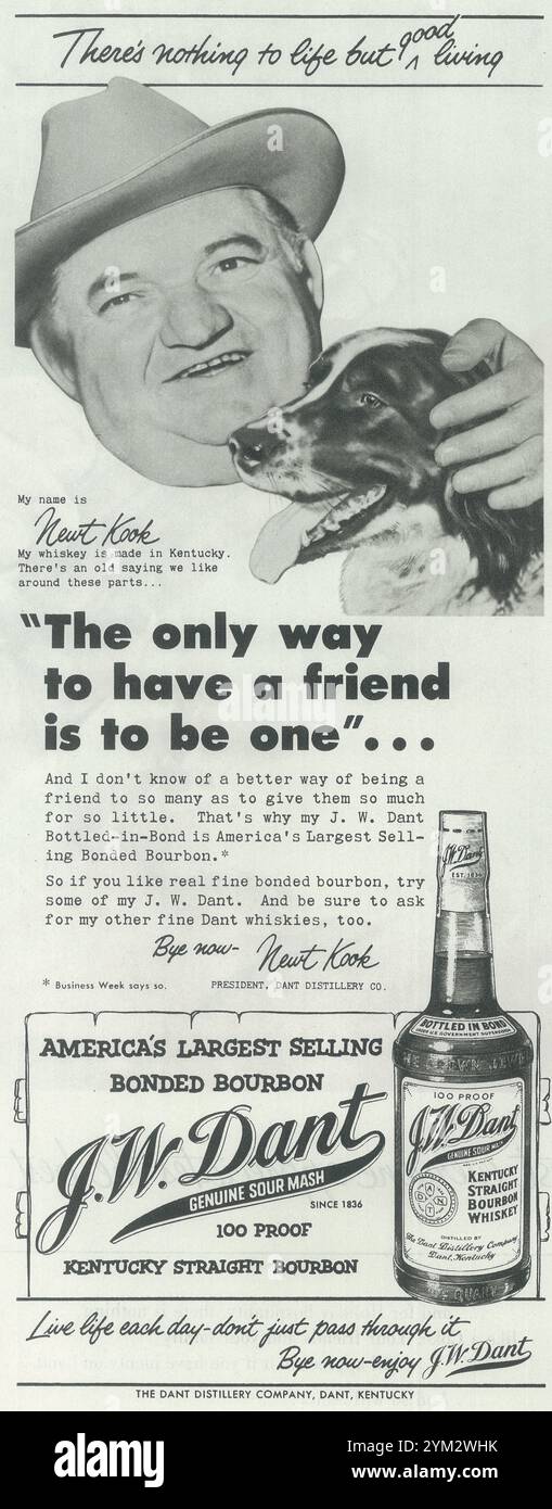 1955 J.W. Dant Kentucky Straight Bourbon Whiskey Ad Stock Photo - Alamy