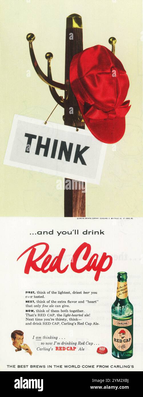 1955 Carling Red Cap Ale ad Stock Photo - Alamy