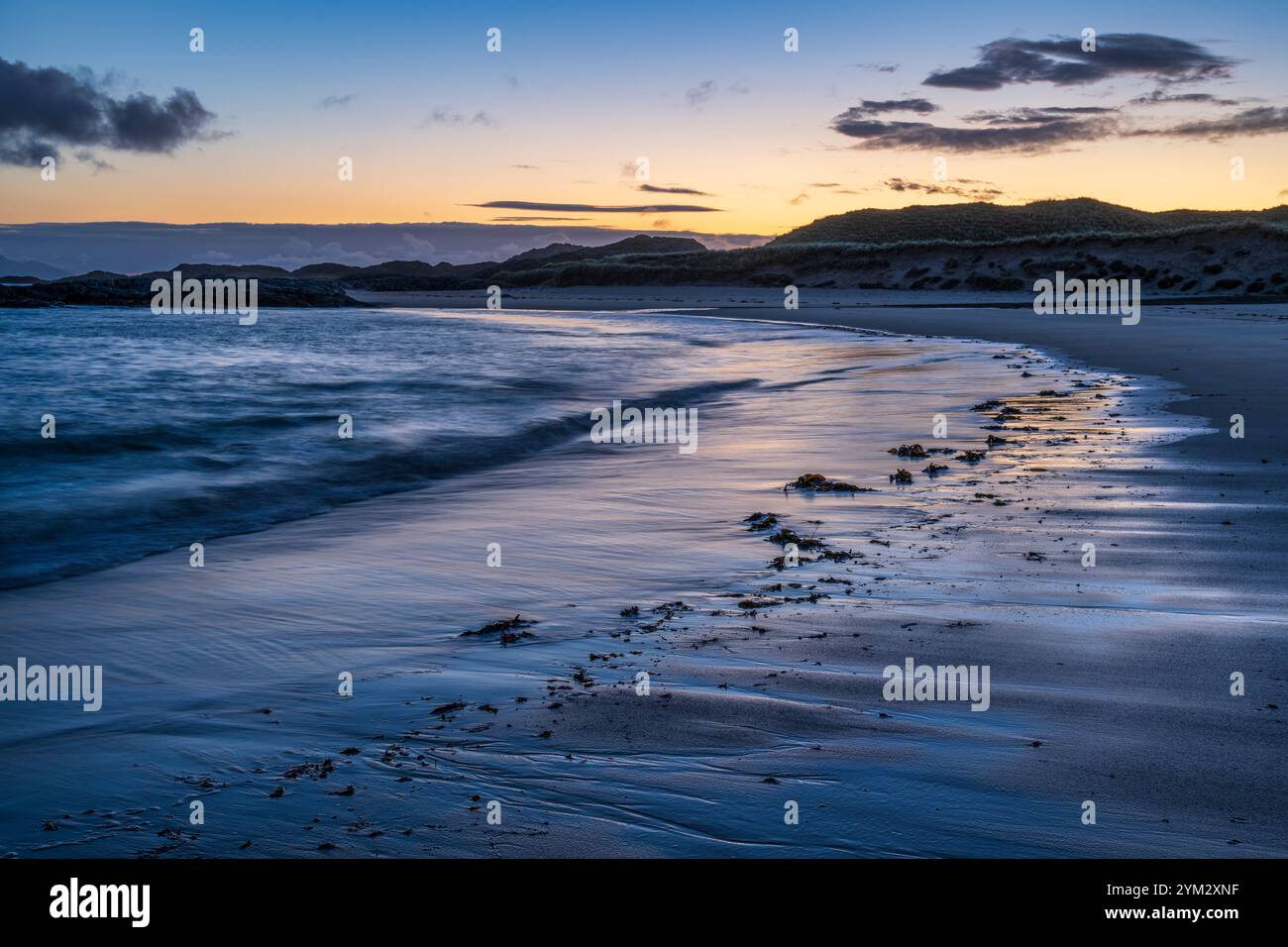 Daybreak at Torastan beach (Traigh Gharbh) on west coast of Isle of ...