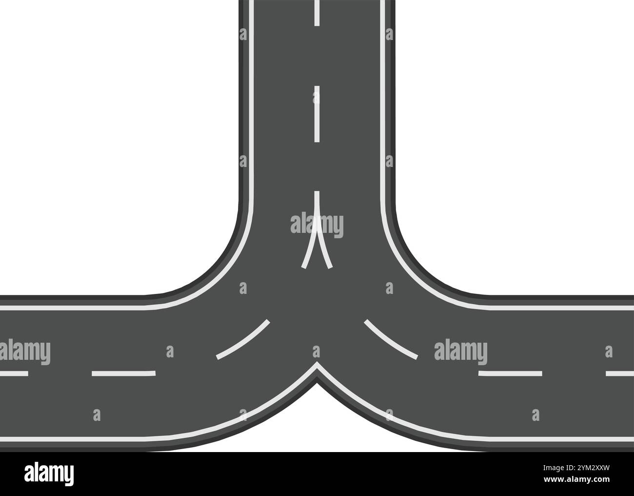 Y shaped highway splits into two routes. Symbolizing choice. White ...