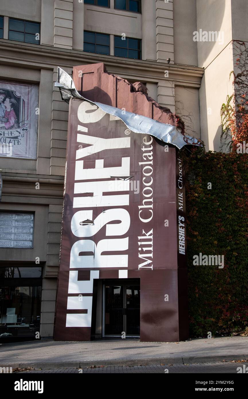 Hershey's milk chocolate bar sign at the front entrance on Falls Avenue ...
