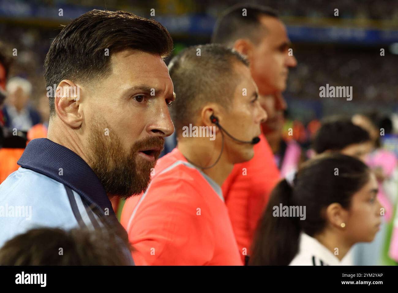 Argentina's forward Lionel Messi gestures before the South American ...