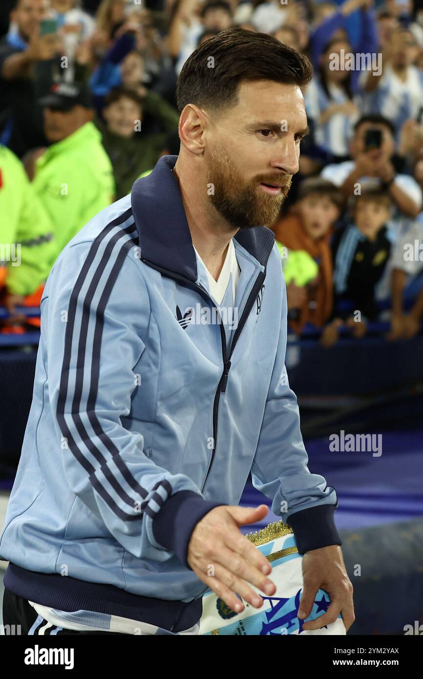 Argentina's forward Lionel Messi enter the field before the South ...