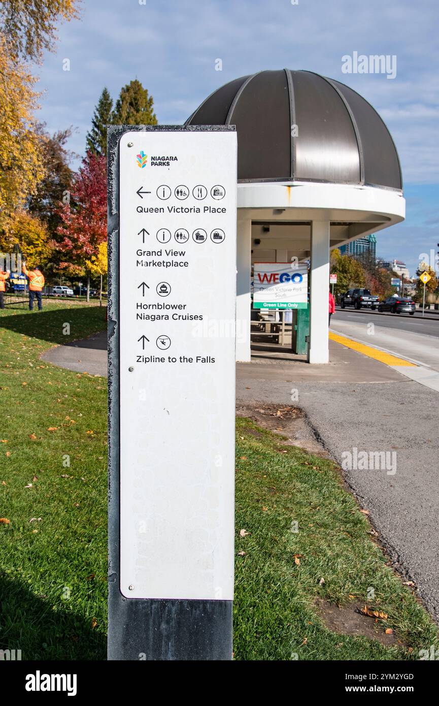 Directional sign on Niagara River Parkway in Niagara Falls, Ontario ...