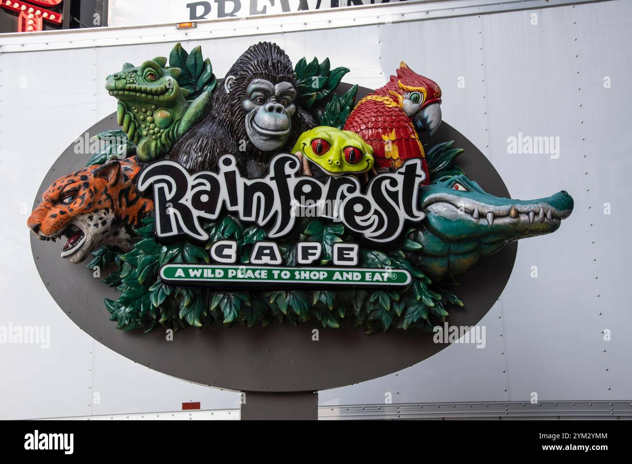 Rainforest Cafe animals sign on Clifton Hill in Niagara Falls, Ontario ...
