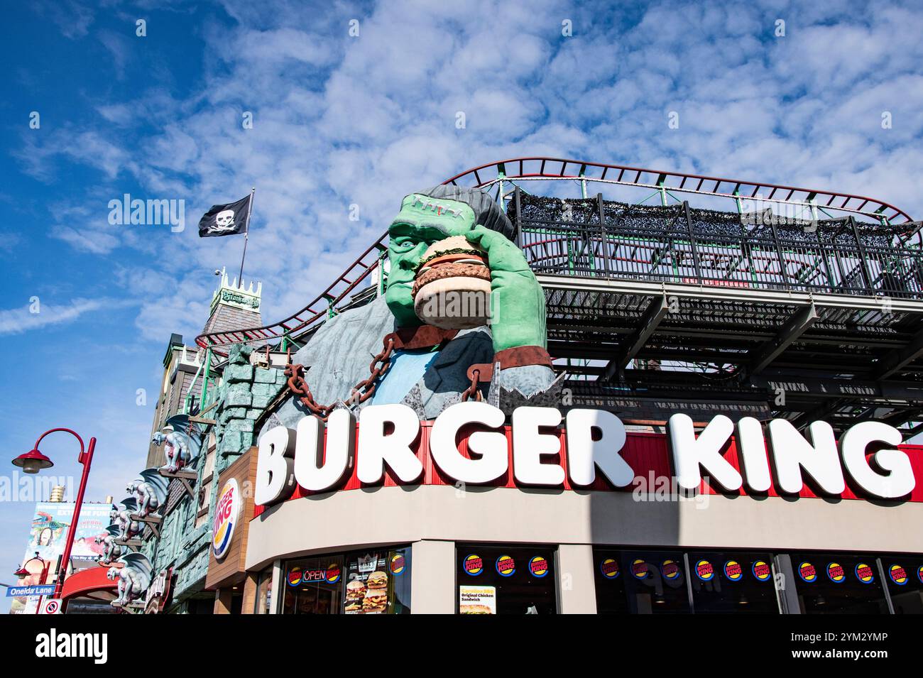 Burger King restaurant sign on Clifton Hill in Niagara Falls, Ontario ...