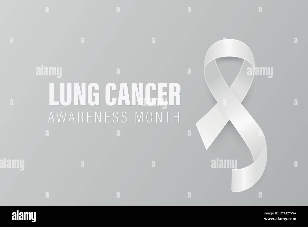 Vector Realistic Lung Cancer Awareness Banner With White Ribbon ...