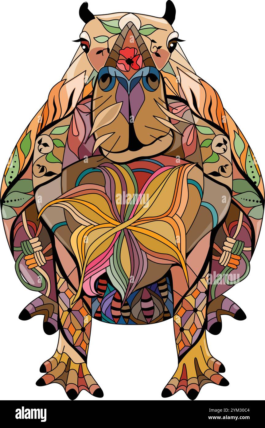 Zentangle stylized Capybara. Hand drawn decorative vector illustration ...