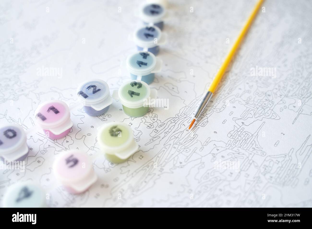 Colorful paint by numbers kit with paintbrush for creative painting ...