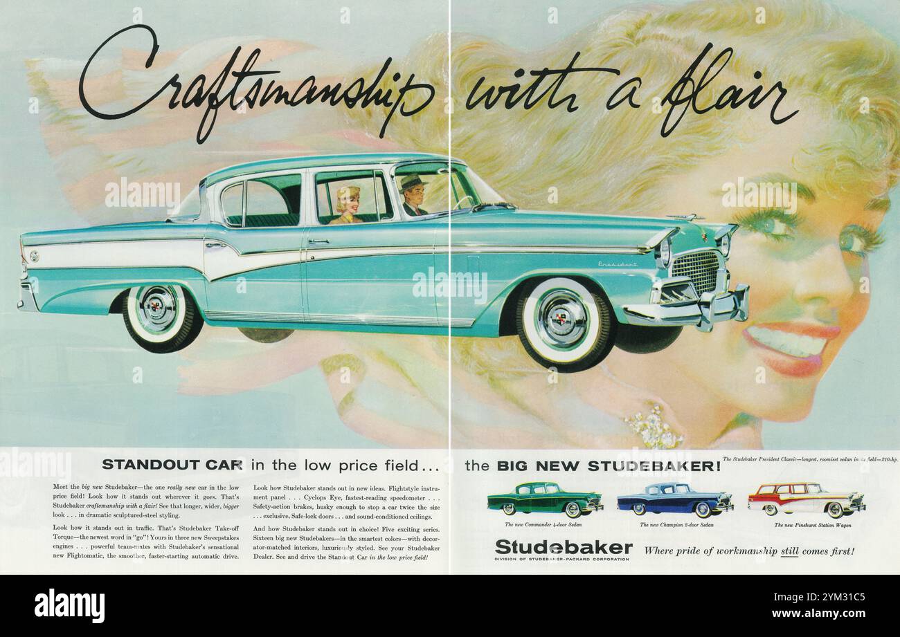 1955 Studebaker President classic car ad Stock Photo - Alamy