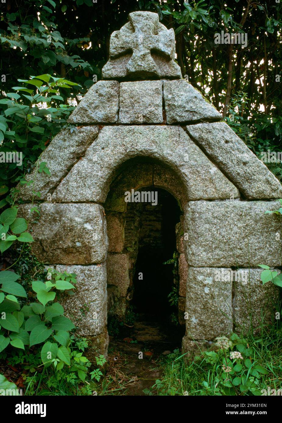 View SW of St Cuby's Well, Duloe, Cornwall, England, UK, showing the ...