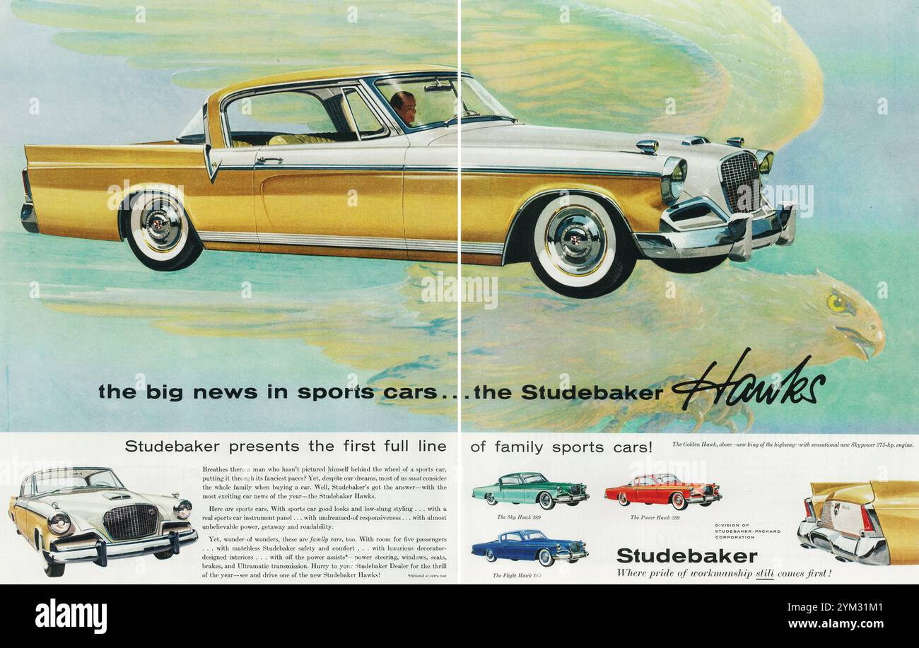 1955 Studebaker Hawk lineup Ad Stock Photo - Alamy