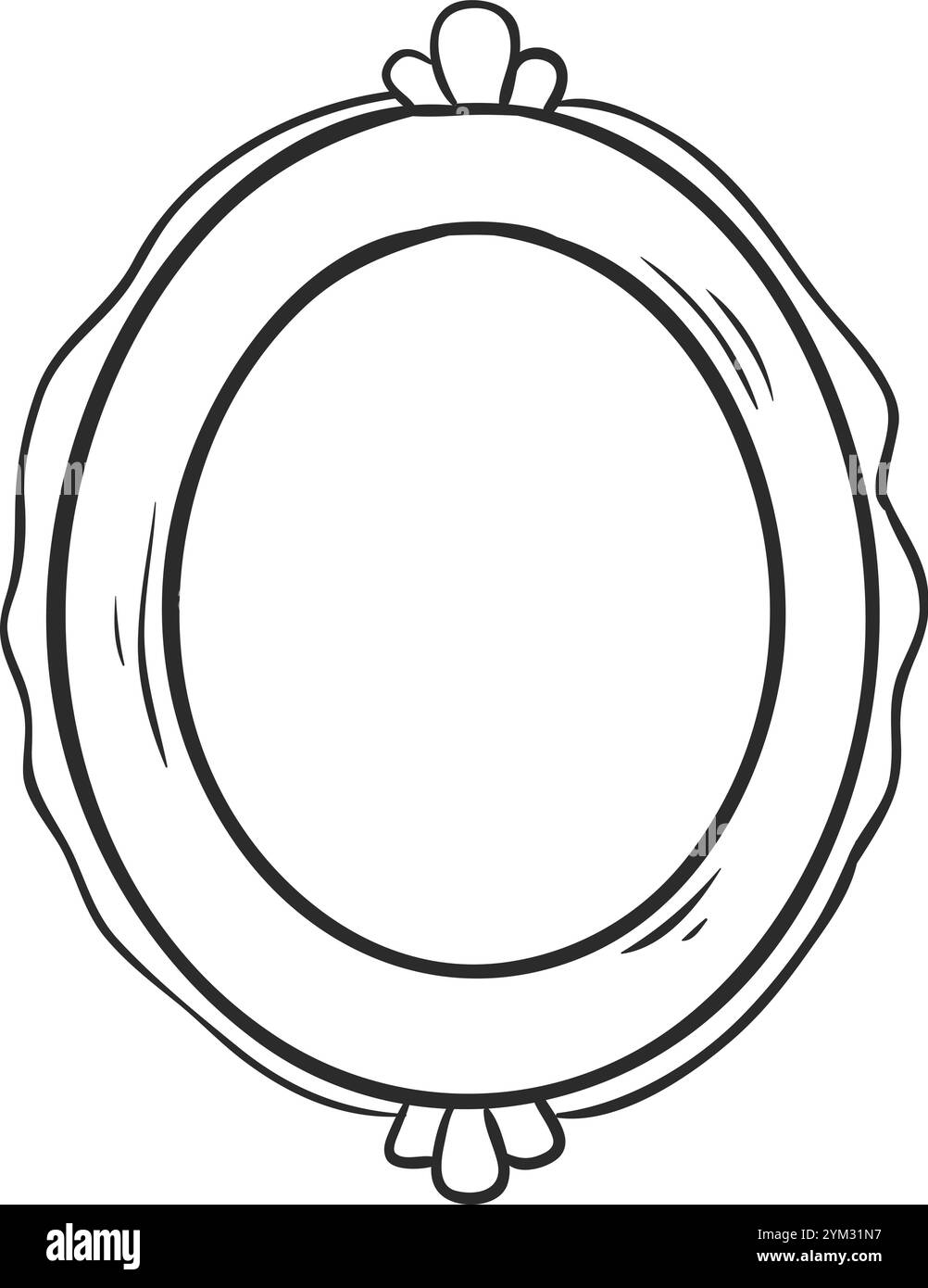 Oval frame featuring a decorative border adds a touch of elegance and ...