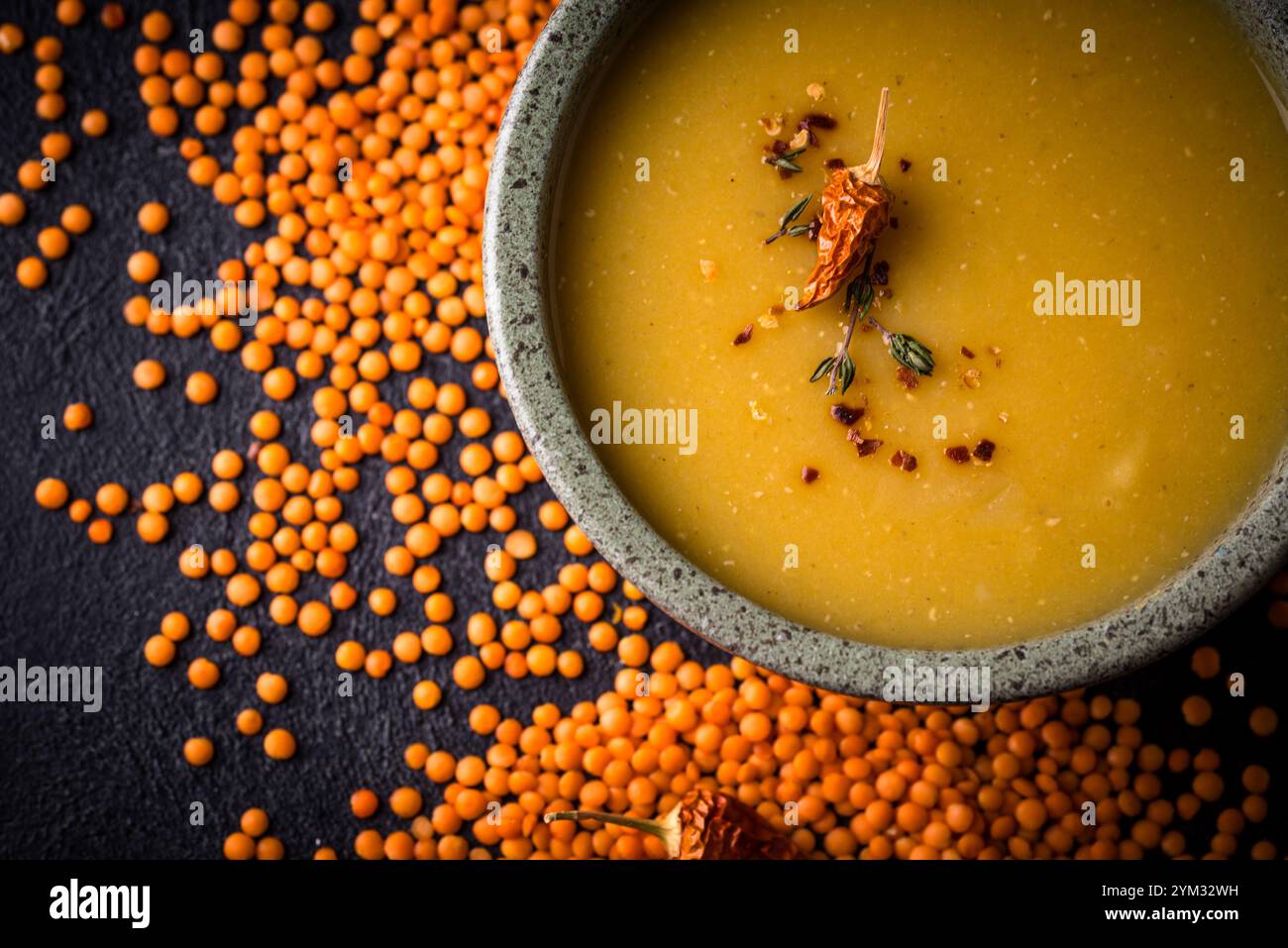 Healthy vegan lentil cream soup Stock Photo - Alamy