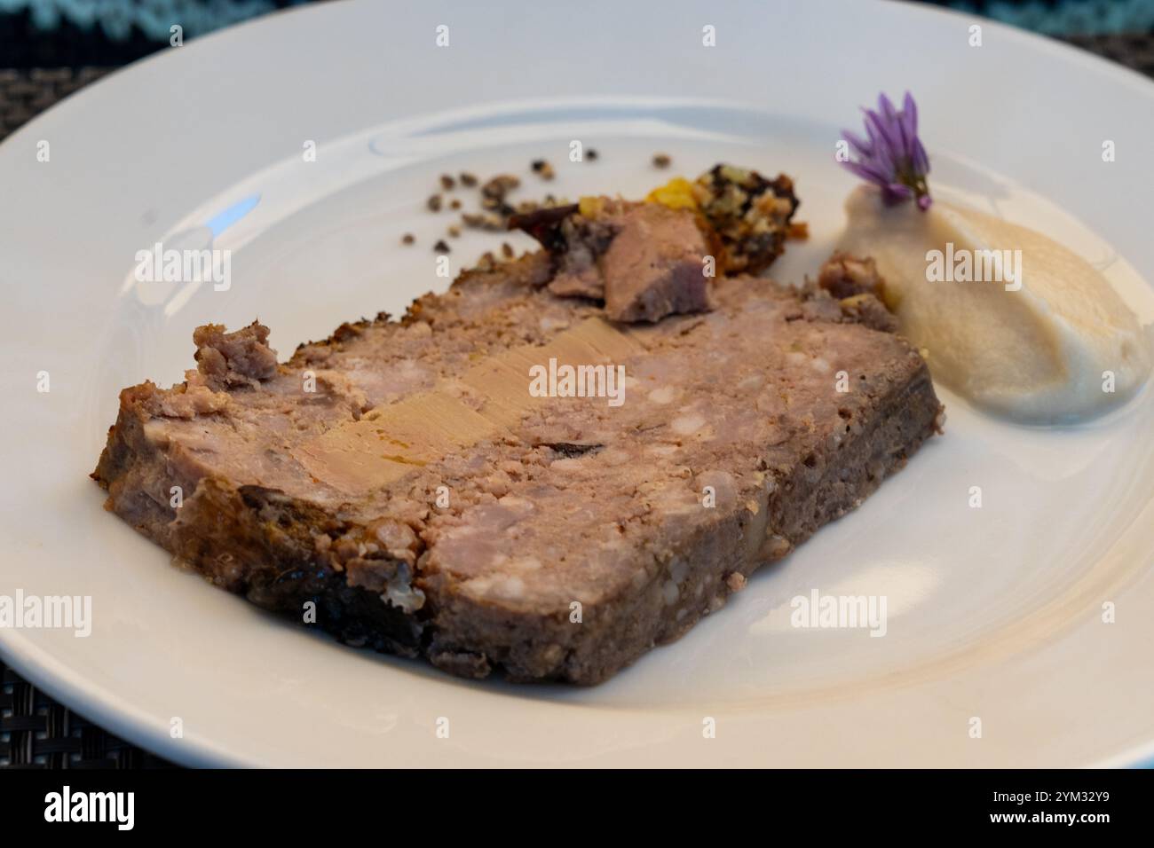 Terrine foie gras fat liver specialty food product made of liver of a duck or goose fattened by ...